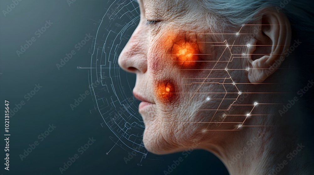 Hyper detailed Close up Portrait Revealing Visible Sun Damage Blotchy ...
