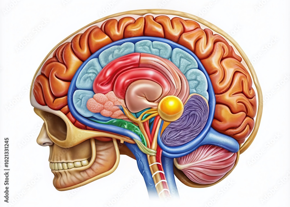 Detailed Cross Sections of the Brain Illustrating Anatomy, Functions ...