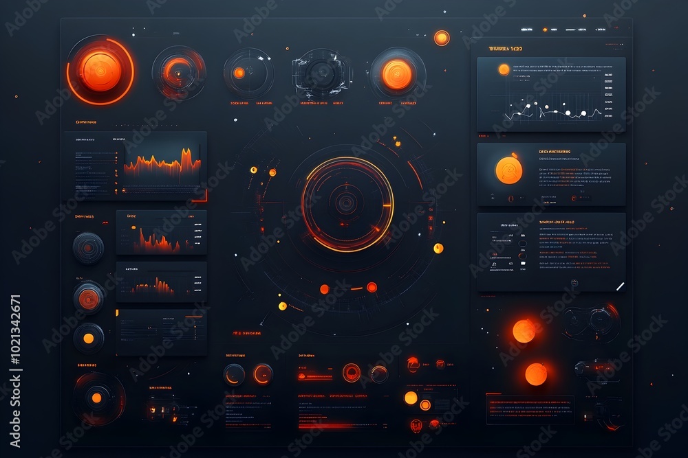 Sophisticated futuristic user interface UI design showcasing dynamic ...