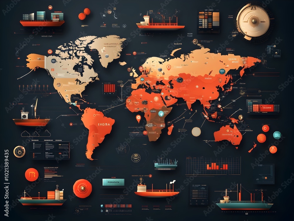 Comprehensive digital logistics map visualizing worldwide supply chain ...