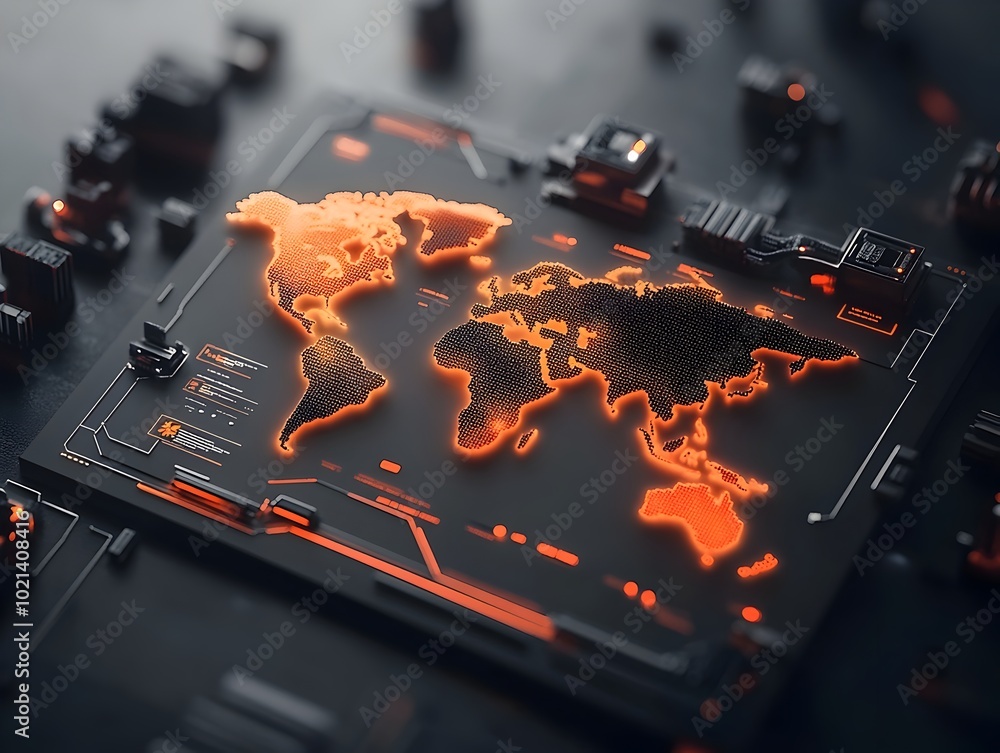 Futuristic visualization of a dynamic AI powered global logistics network showcasing real time ...