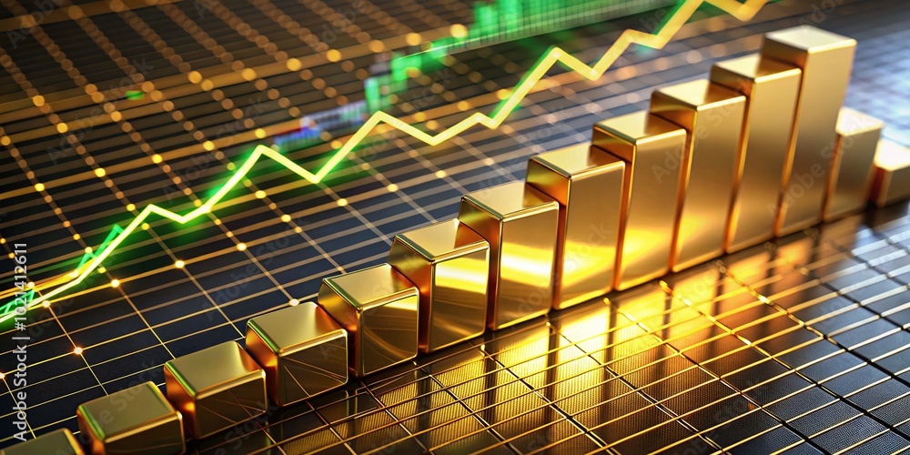 Fluctuating Gold Prices Chart with Trend Lines on a Background of ...