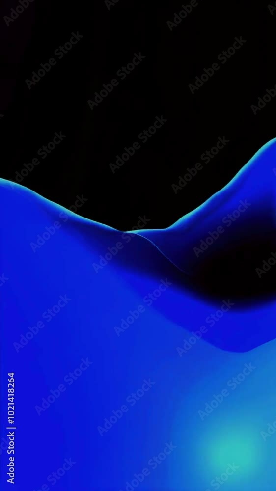 A seamless loop deep black gradually fades rich blue, light reflections ...