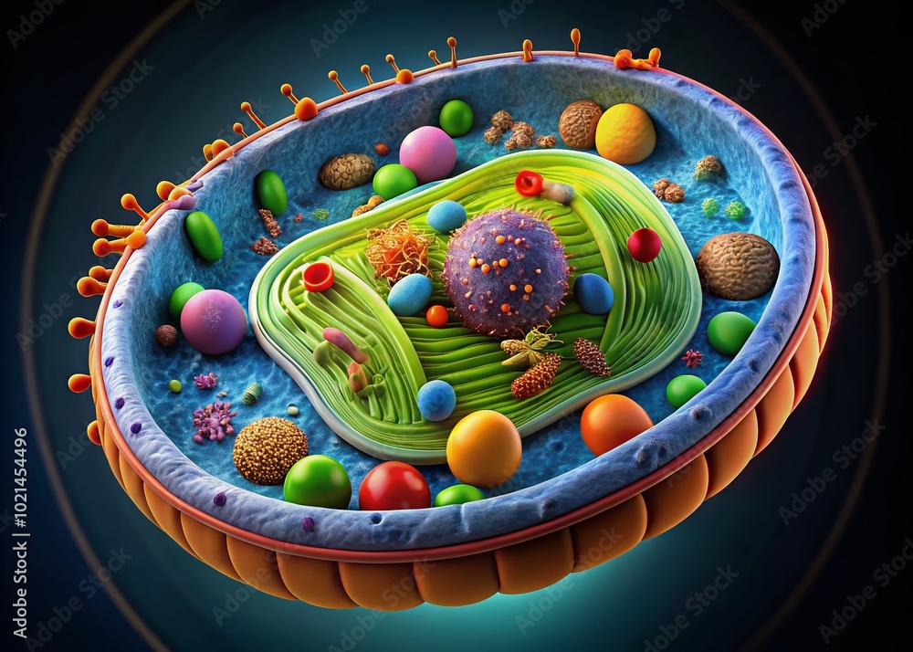 Labeled Model of a Bacterial Cell Showing Structure, Organelles, and ...