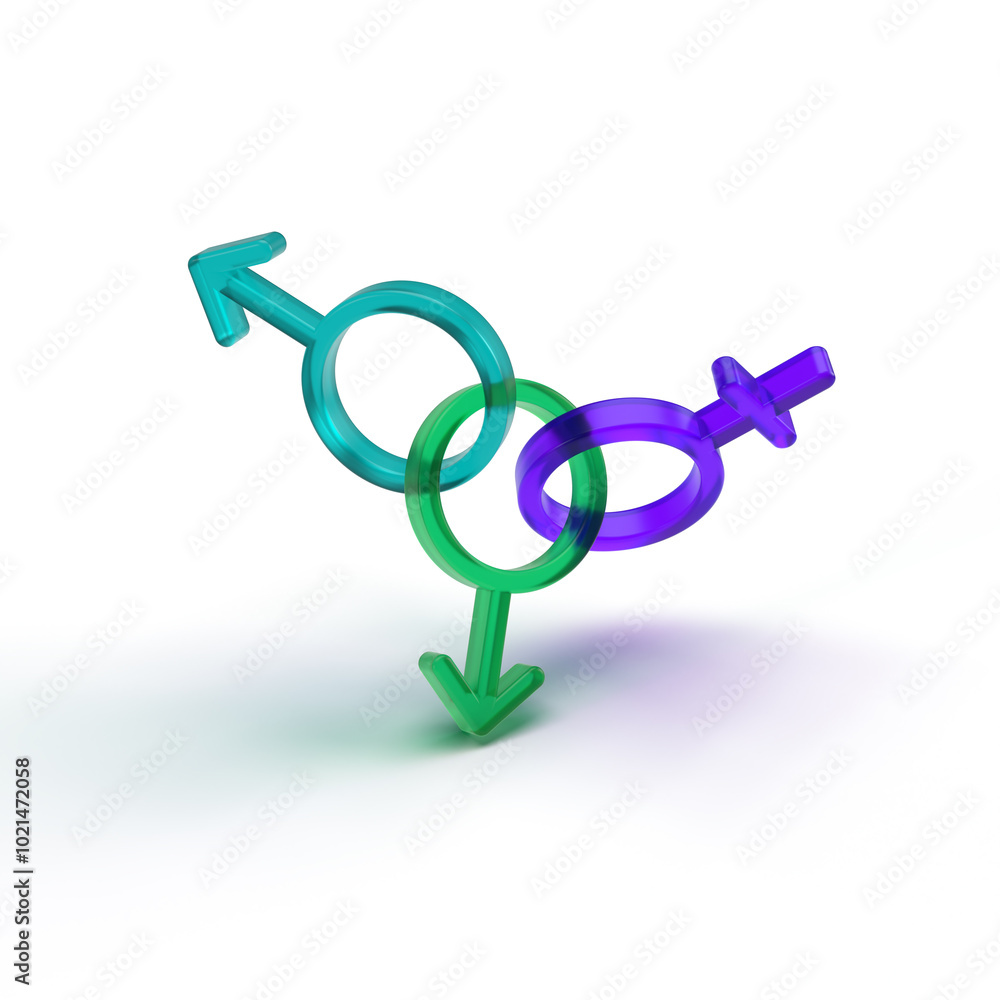 Bisexual man throuple symbol isolated on a white background. Three ...