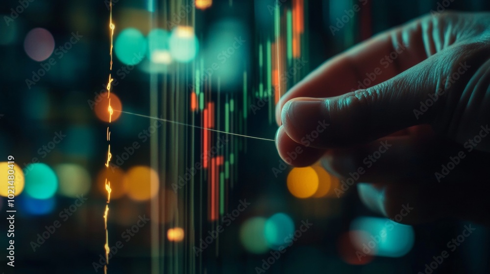 A hand is reaching for a string that is connected to a series of ...