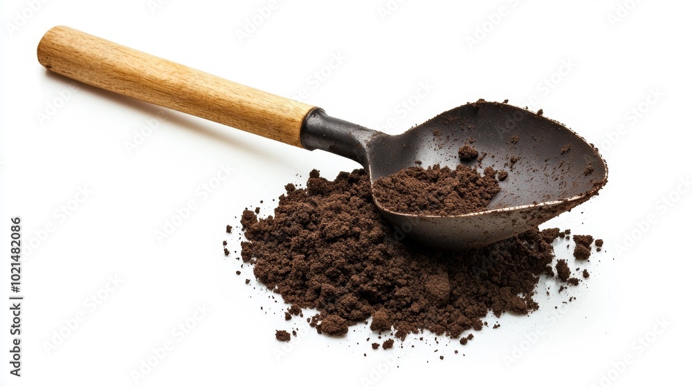 Realistic Spade on White Background with Soil Pile – High-Resolution ...