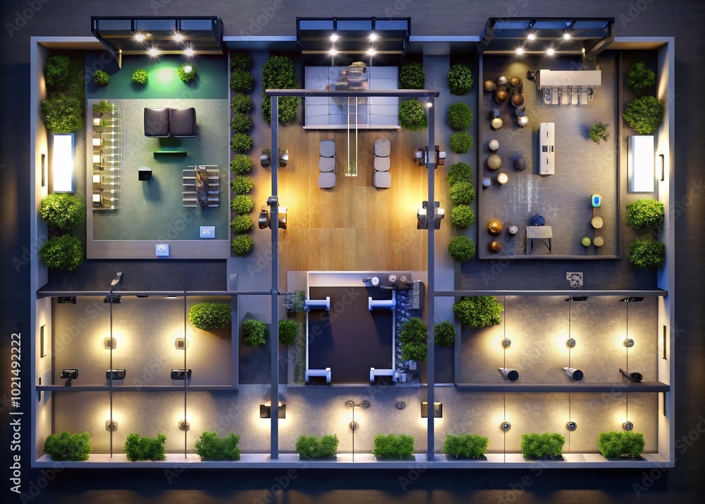 Modern Gym Floor Plan Design for Fitness Centers with Equipment Layout ...