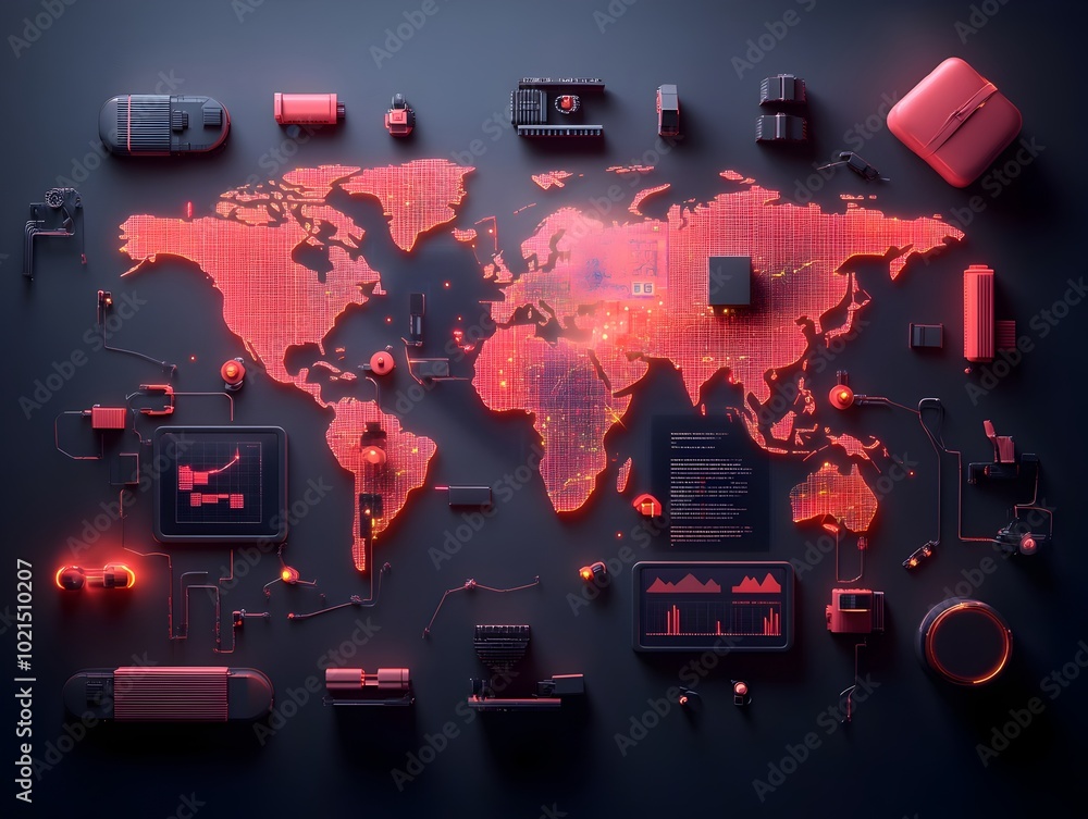 Futuristic digital artwork depicting an advanced supply chain logistics ...