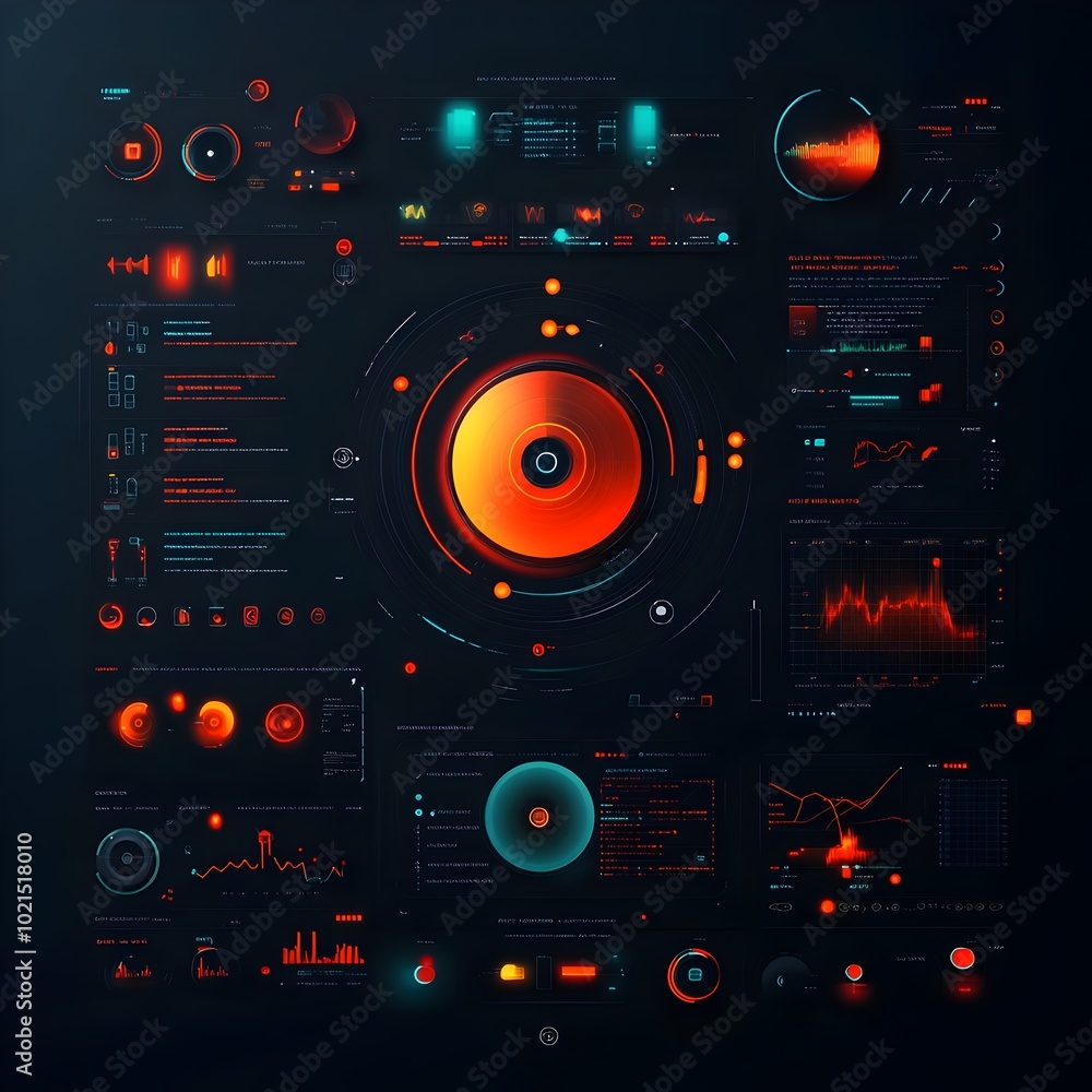 Sleek Futuristic Technology Interface with Clean Digital Data Analytics ...