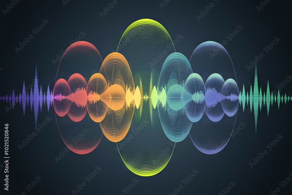 Sound wave abstract. Abstract sound wave graphic with colorful circles ...