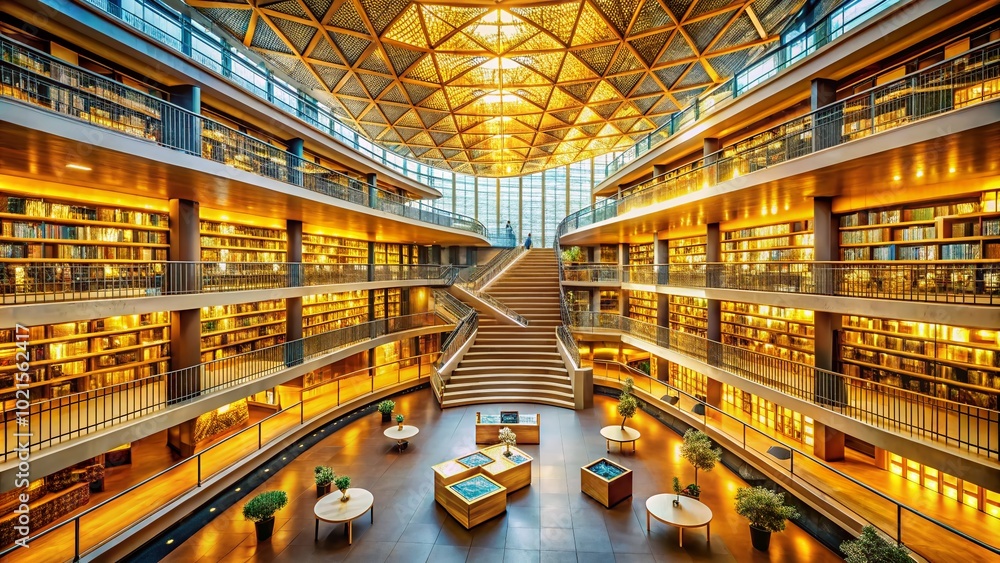 Stunning Golden Triangle Library Architecture with Modern Design and ...