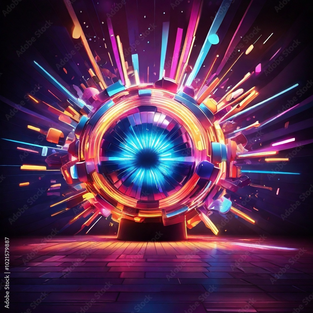 Glow explosion where neon lights create a vibrant and explosive ...