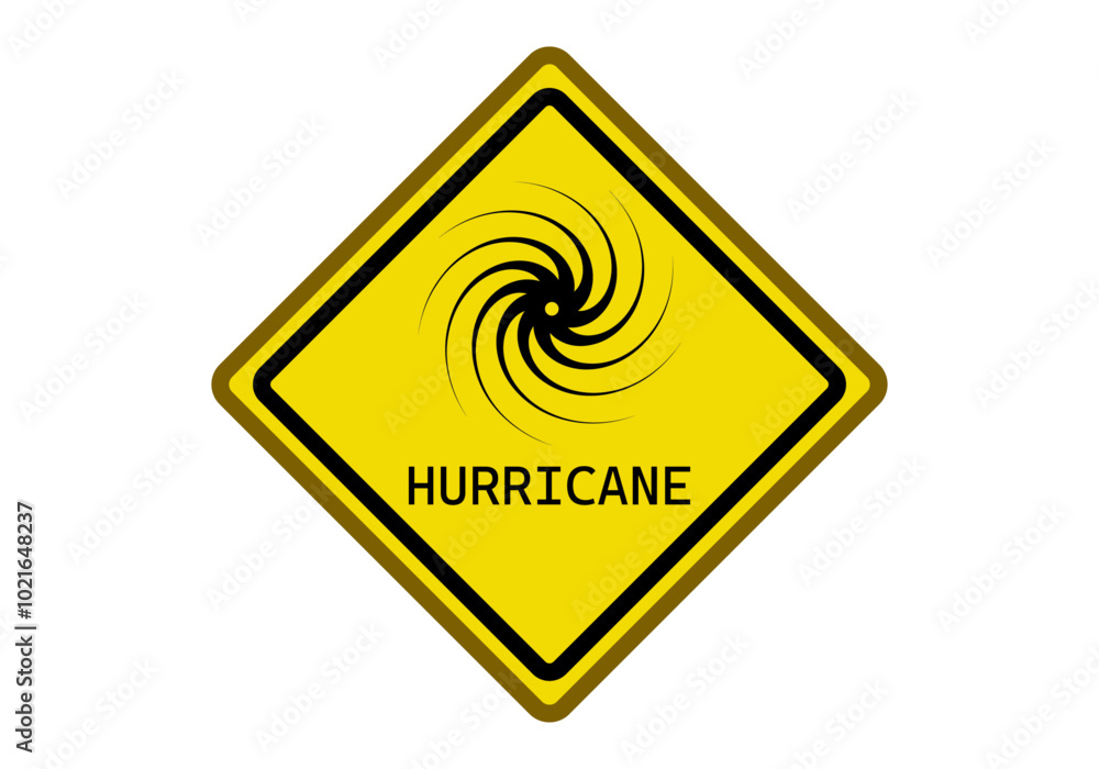 Señal amarillo de aviso de peligro por huracán en fondo blanco Stock ...