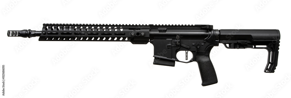 Modern automatic rifle isolated on white background. Weapons for police ...