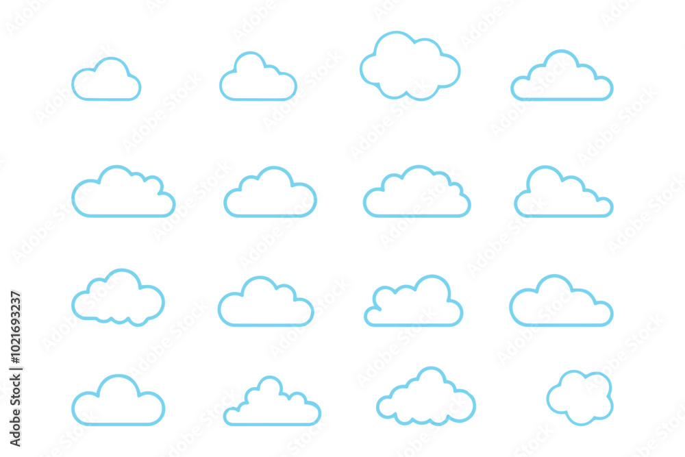 cloud shape icon, simple outline cloud design, Outline cartoon flat ...