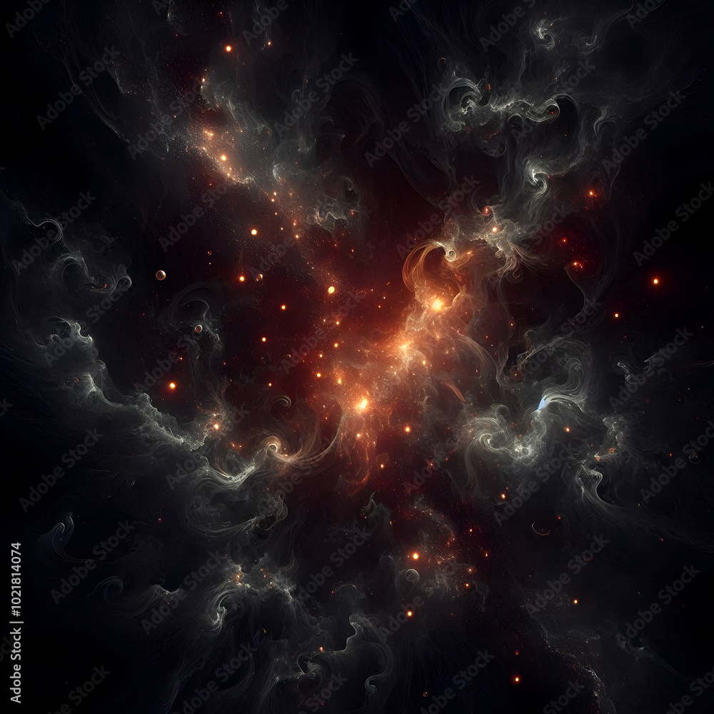 Fog and smoke with fire Psychedelic fractal design with swirling soft ...