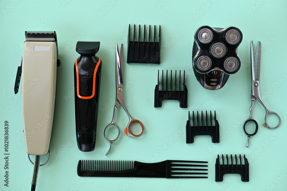 barber tools for men's haircut, machine with attachments, comb ...
