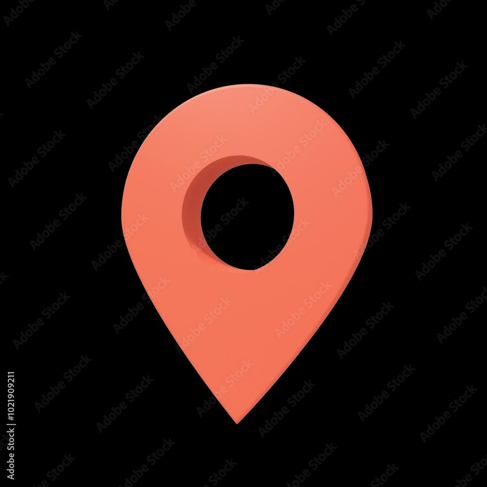 Seamless 3D animation of a location pin marker with an alpha channel ...