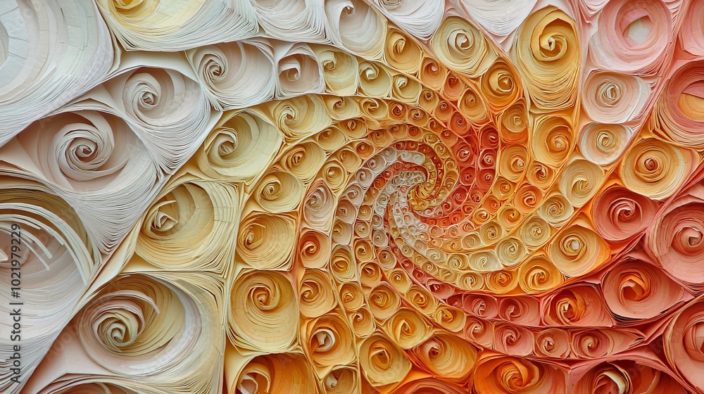 Fibonacci sequence made out of paper, Drawing a beautiful spiral, Warm ...