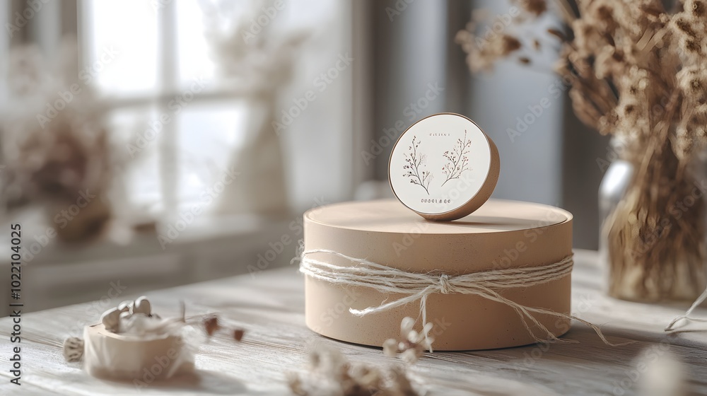 2. **Design a cozy mockup of a rustic kraft paper box, showcasing a ...