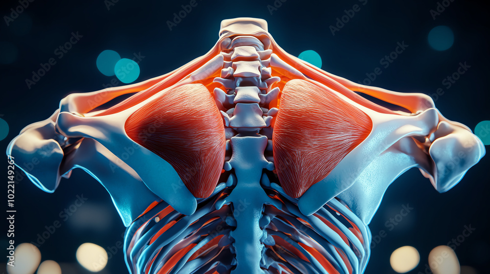 Anatomical model showcasing the human shoulder region, highlighting ...