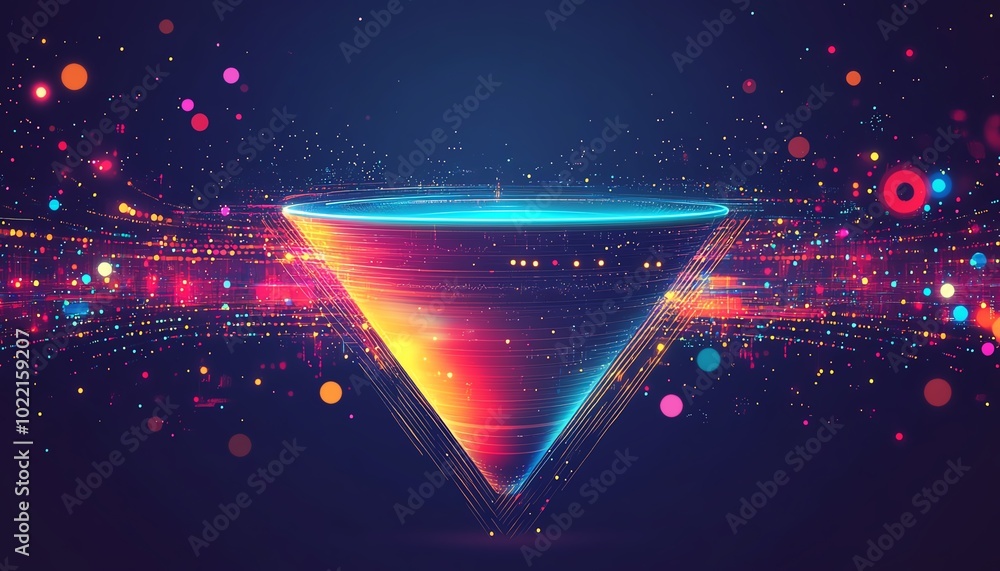 Stylized image of a data collection funnel showcasing digital ...