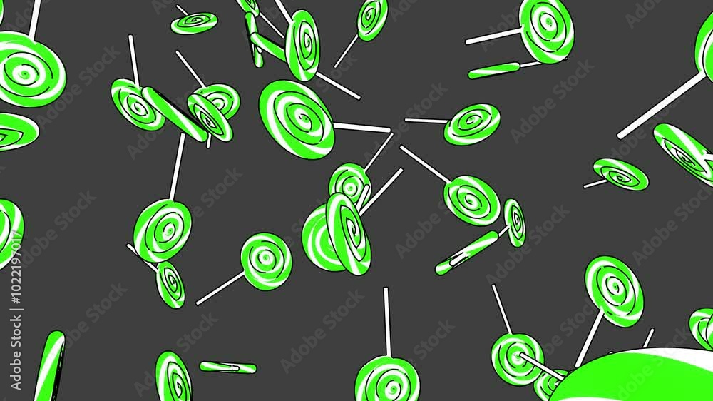 Toon-style lollipops of green color on a gray background. Loop able ...
