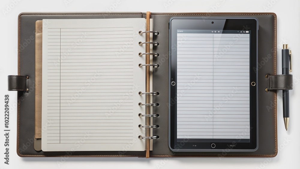 A sleek, modern notebook page with a removable digital divider displays ...
