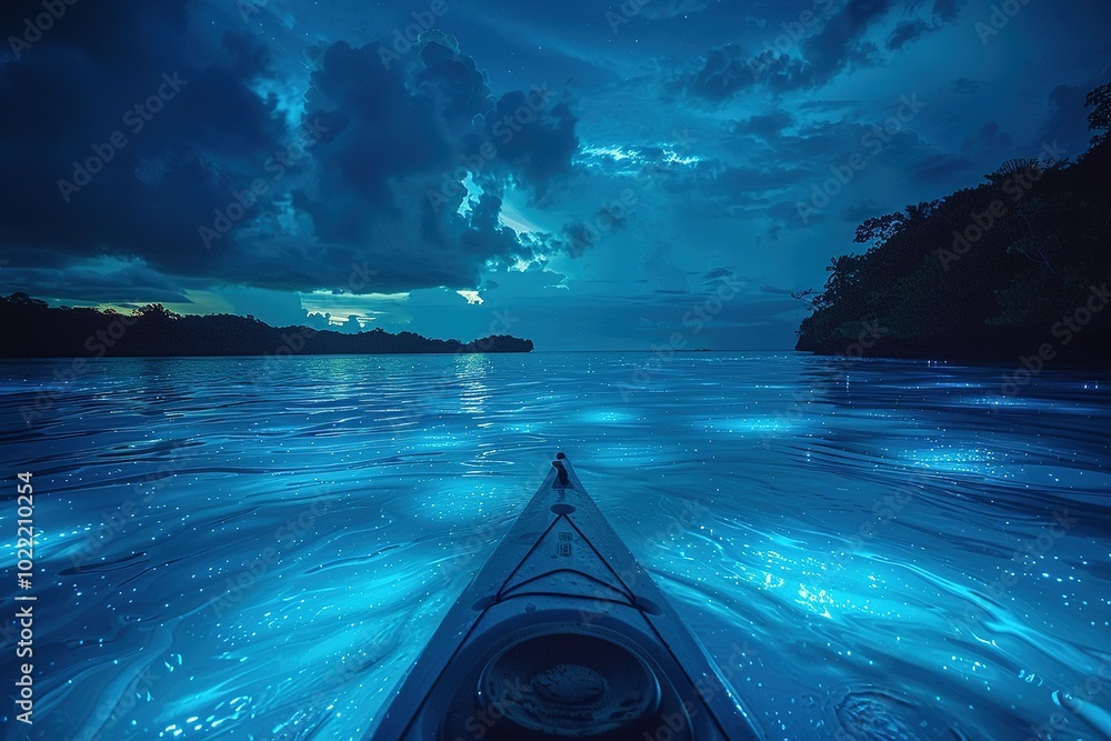 kayaking journey bioluminescent bays drones water navigation free v ...