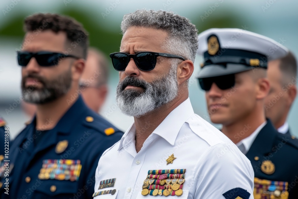 Military leaders holding a formal ceremony to honor the bravery of ...
