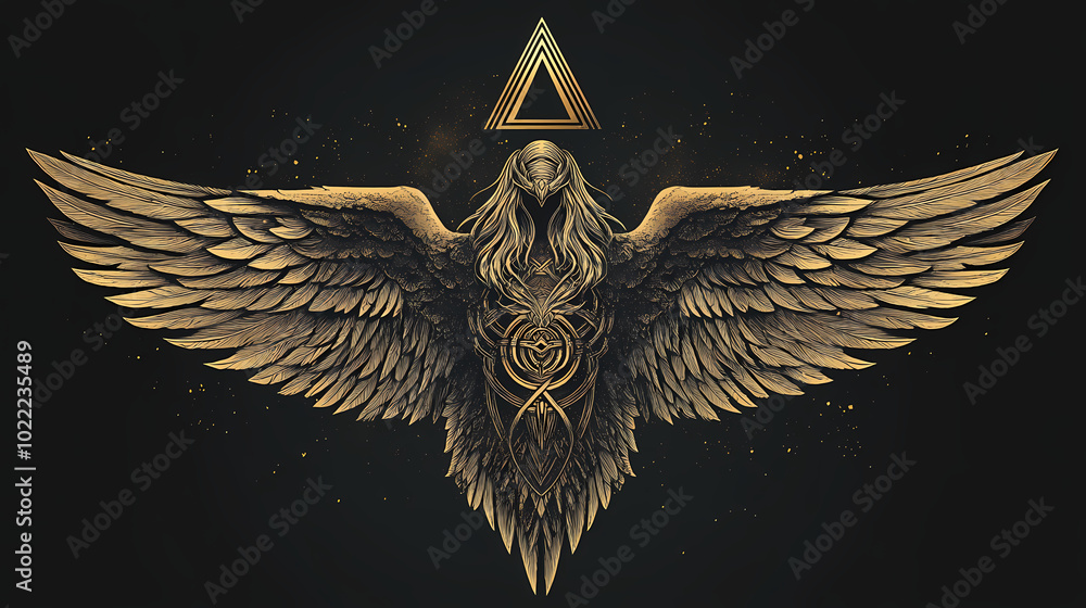 Valkyrie symbol with odin's valknut, norse mythology, isolated, valkyrie, symbol, odin, valknut ...