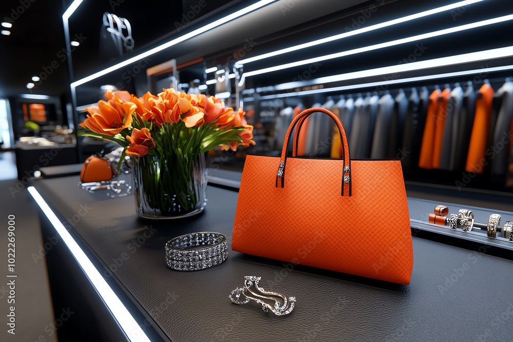 Hyper-realistic depiction of a shopping spree in a high-end fashion ...