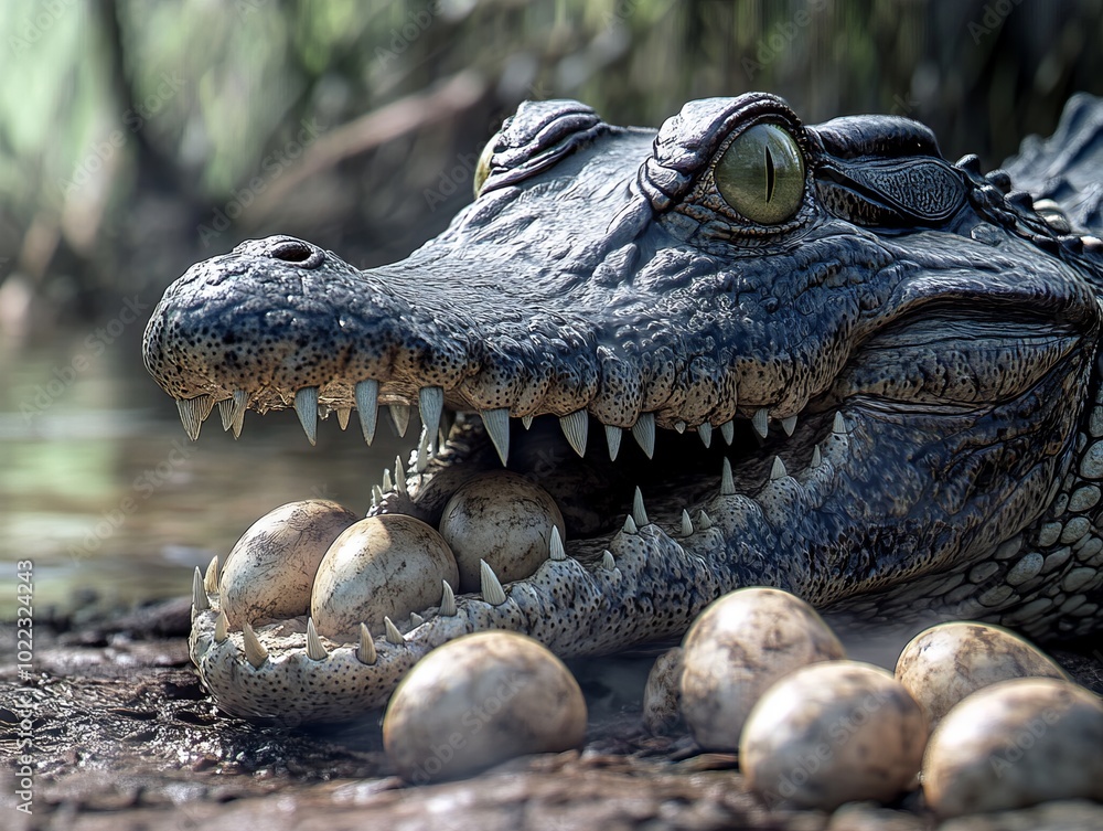 Mother Crocodile Protecting Her Hatchlings in Ultra Realistic 32K UHD ...