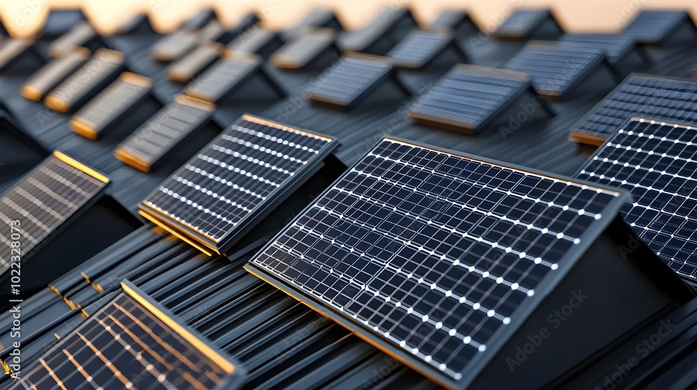 Photograph of a cutting edge smart home with solar cells powering ...