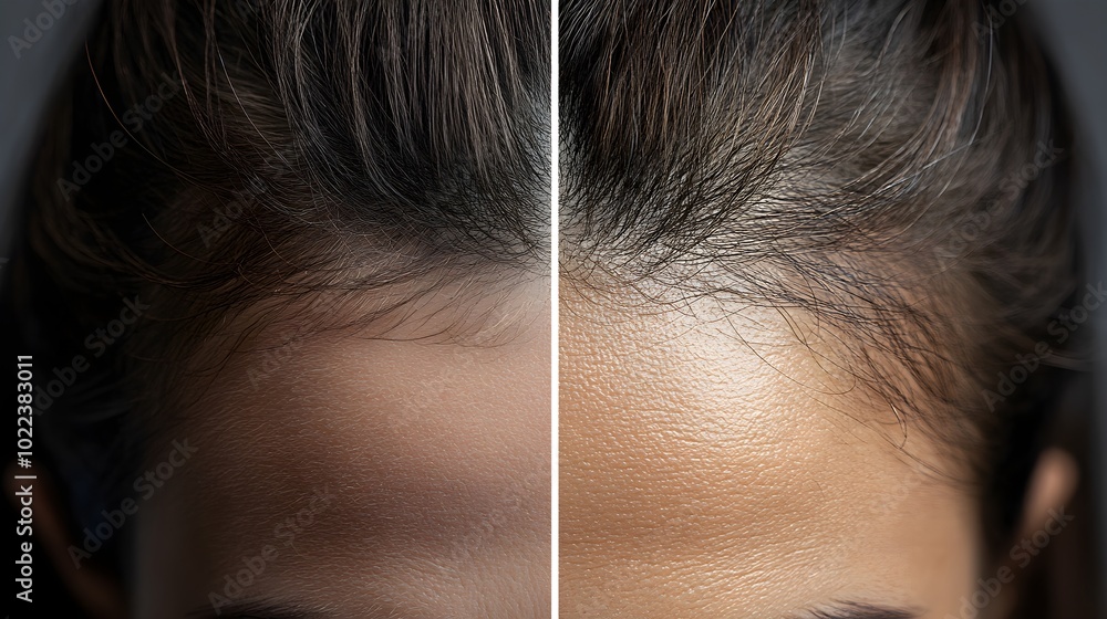 Scalp before-and-after images showing benefits of hair loss shampoo ...