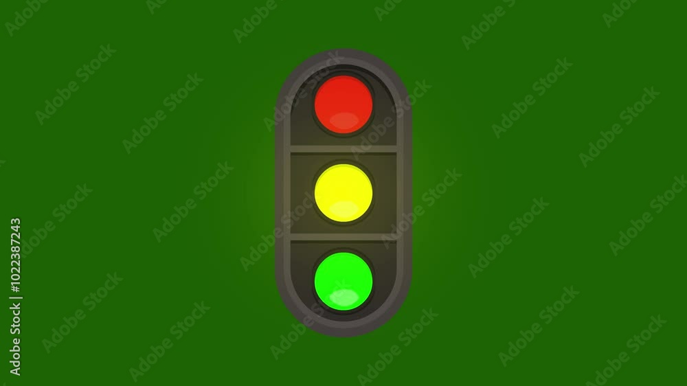 Traffic lights indicator turning on from red, yellow and green lights ...