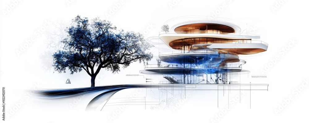 Theoretical AI Design: A futuristic architectural blueprint of an AI ...