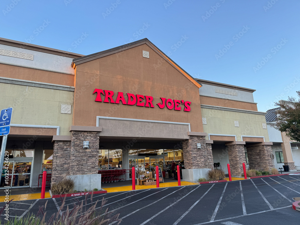 Trader Joes grocery storefront. Stock Photo | Adobe Stock