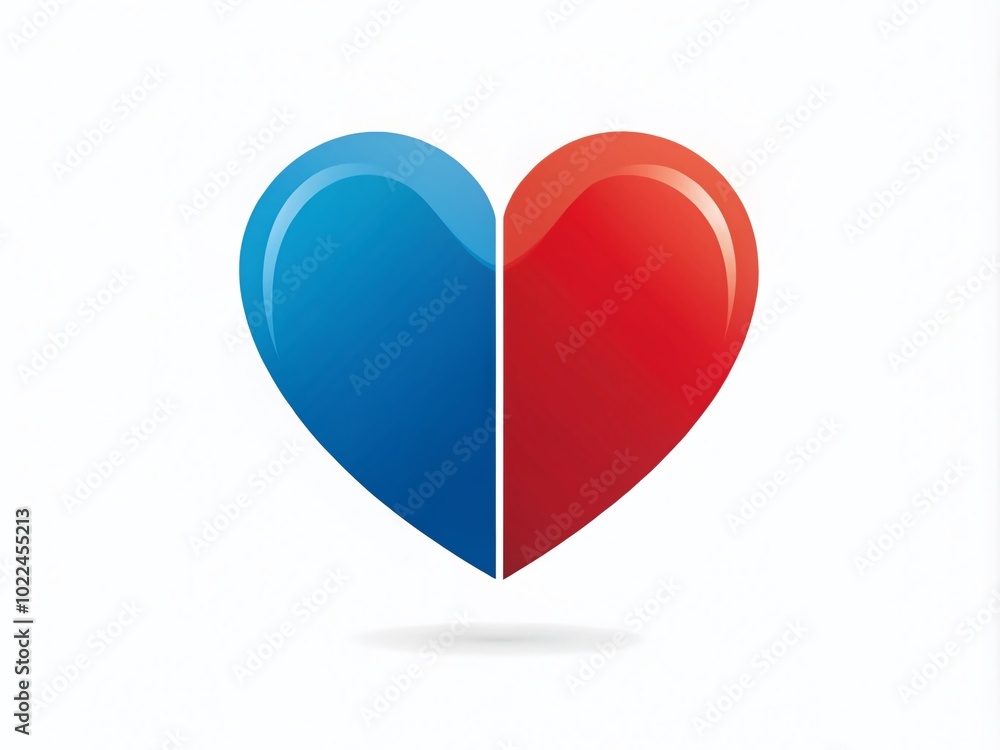 Red and Blue Heart Health Logo - Conceptual Flat Vector Design for ...
