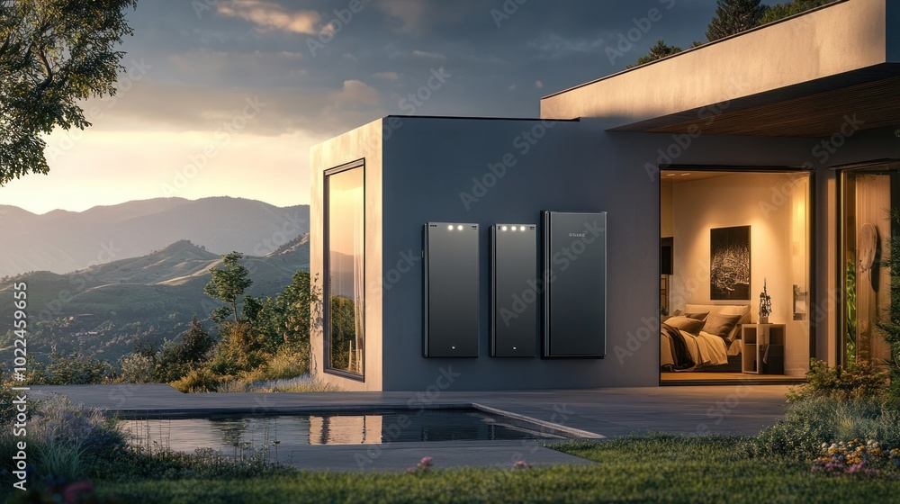 Wall-mounted home battery pack for renewable energy storage, providing ...