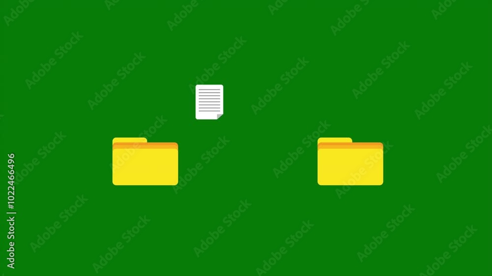 File transfer animation between folders. Send document. Green screen ...