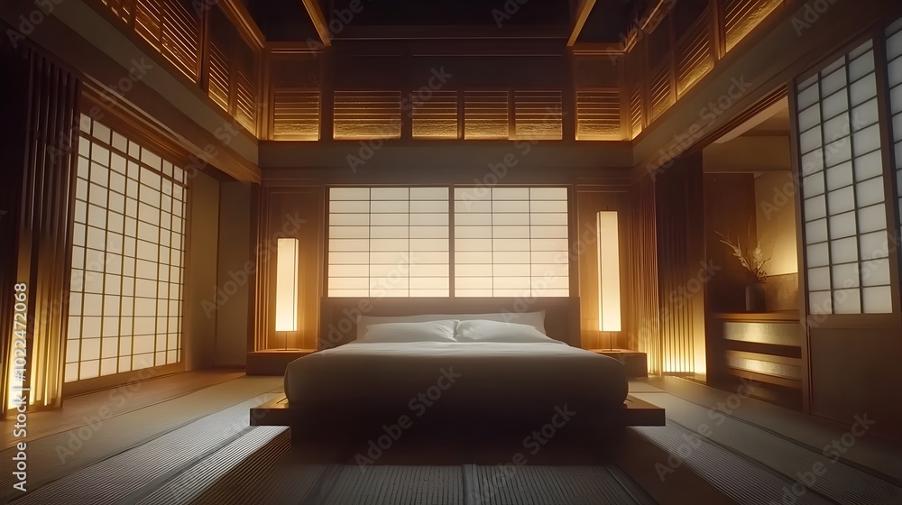 Muji Inspired Bedroom with Neutral Color Palette and Soft Lighting A ...