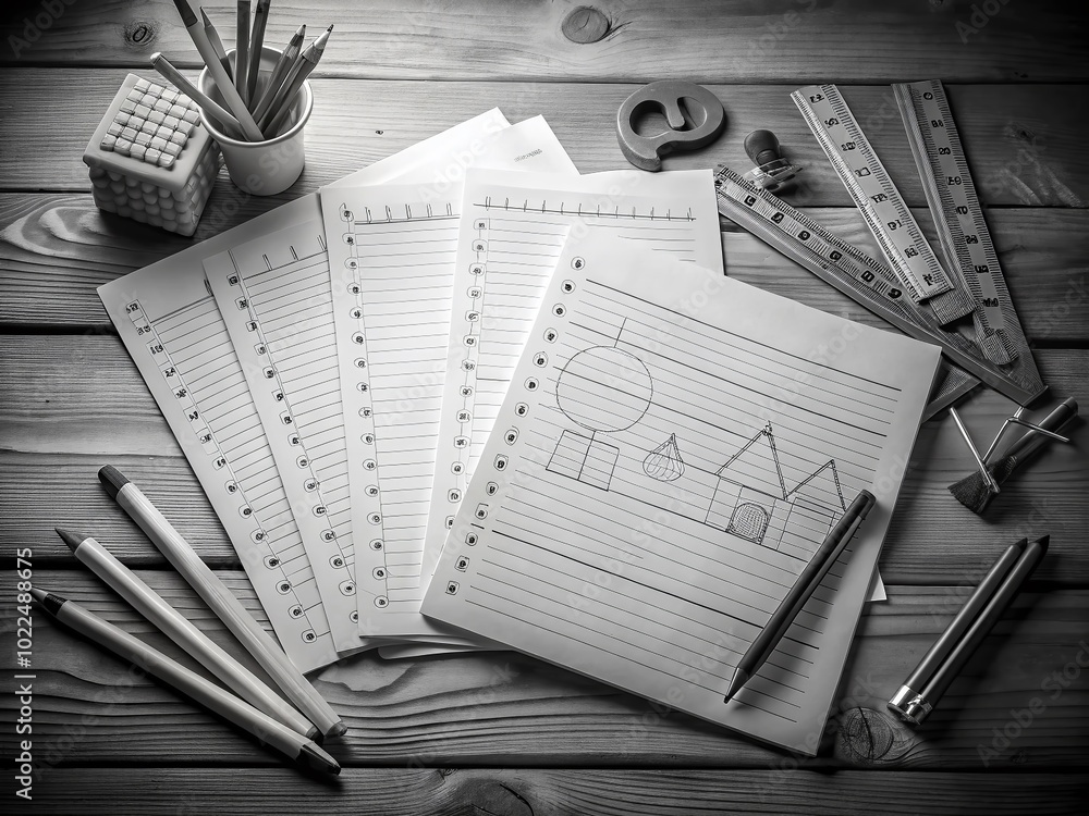 Vintage Black and White Educational Worksheets for Kids - Trace ...