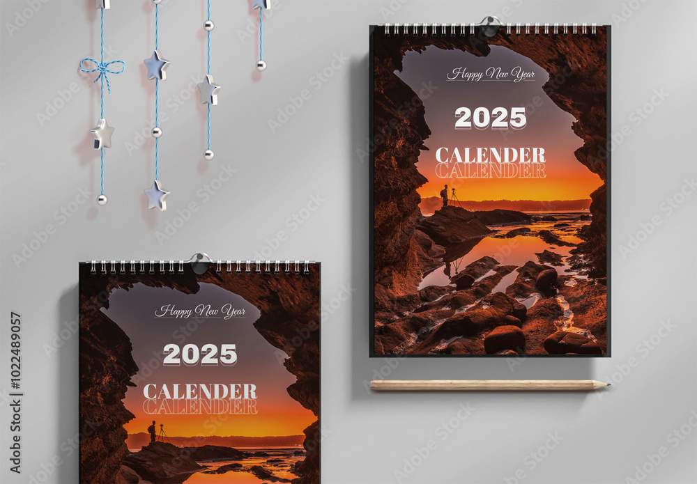 Nature Wall Calendar 2025 Layout Stock Template | Adobe Stock