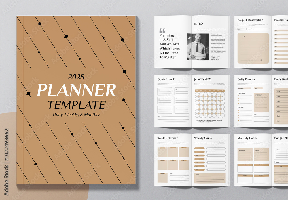 2025 Planner Template Design Stock Template | Adobe Stock
