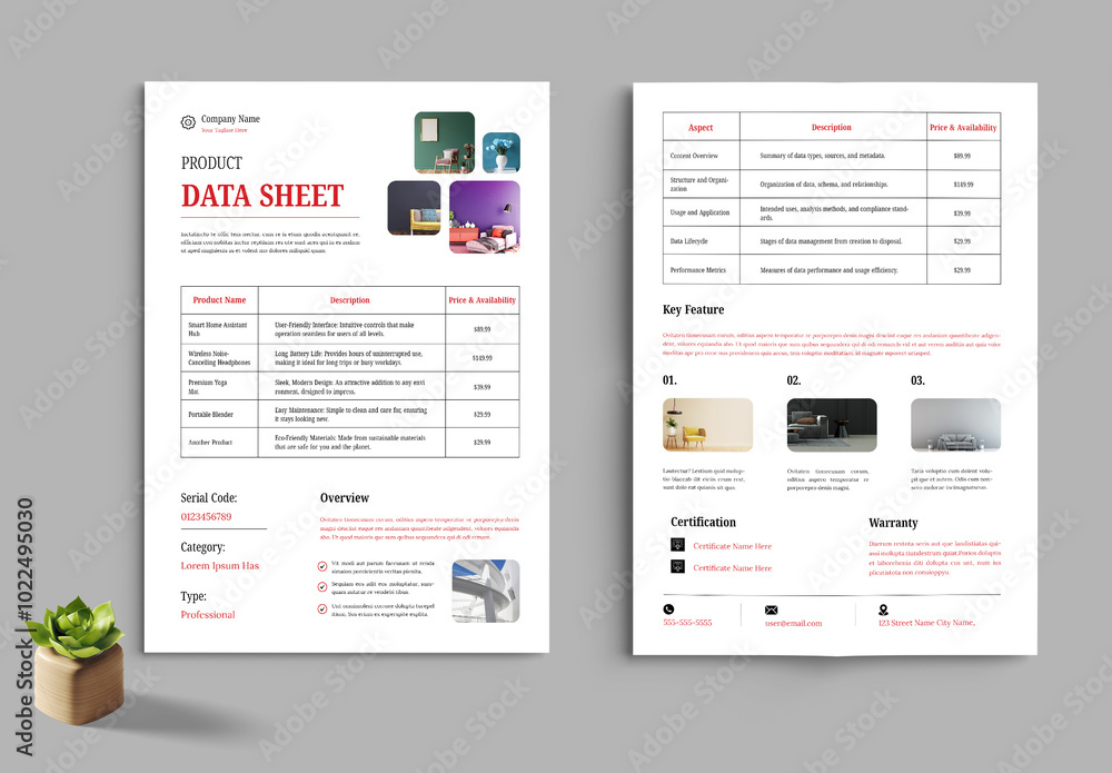 Creative Product Data Sheet Template Layout Stock Template | Adobe Stock