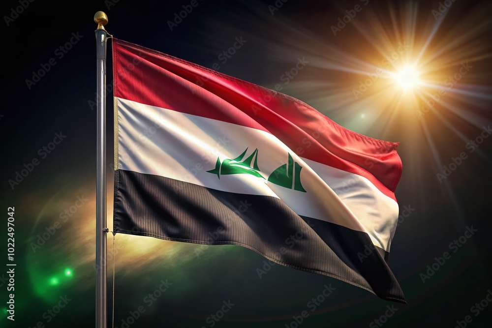 Waving Flag of Iraq at Night - Stunning 3D Render with Clipping Path ...