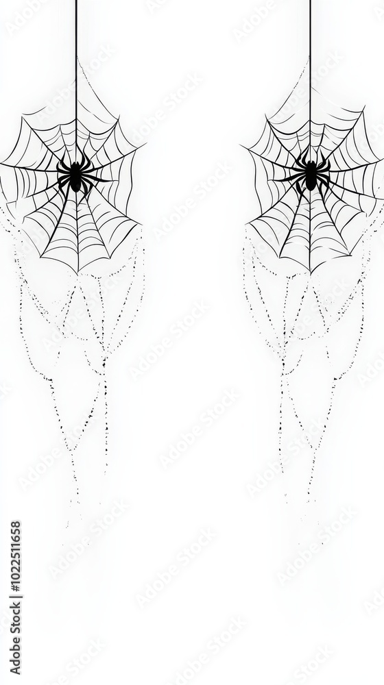 Simple vector illustration of two hanging spider webs on either side of ...