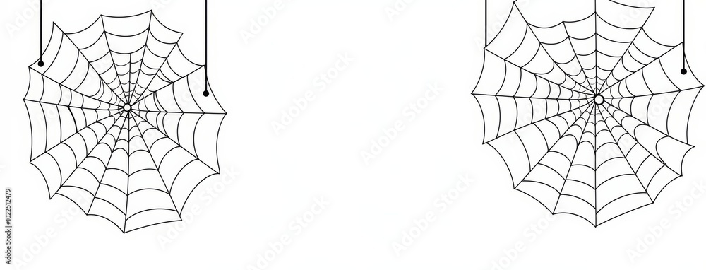 Simple vector illustration of two hanging spider webs on either side of ...